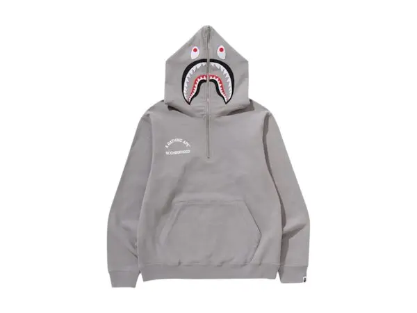 A BATHING APE X Neighborhood Two Face Half Zip Pullover Hoodie - Grey