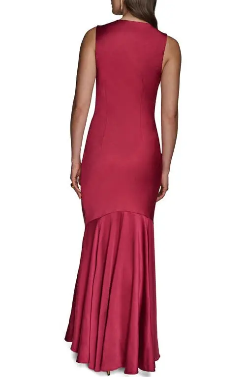 Donna Karan New York Cowl Neck Satin Maxi Dress - Sangria | Editorialist