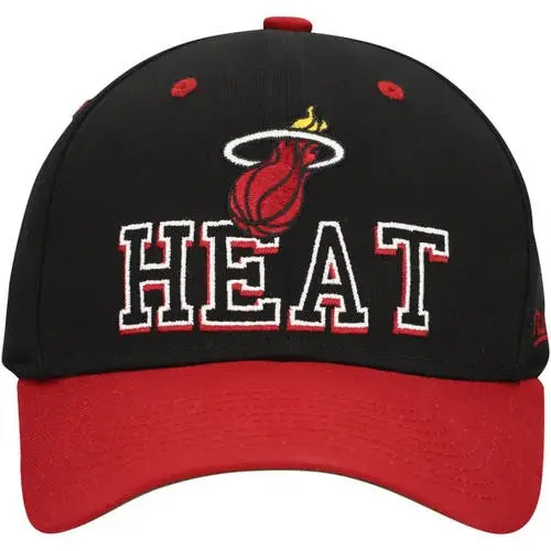 Mitchell & Ness Red Miami Heat Backside Script Two-tone Pro Crown Adjustable Hat