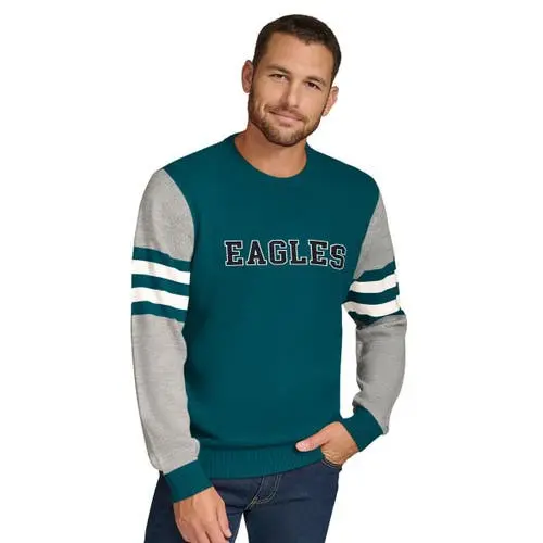 Tommy Hilfiger Philadelphia Eagles Acrylic Crewneck Pullover Sweatshirt - Green