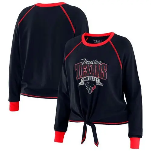 WEAR BY ERIN ANDREWS Houston Texans Tie-front Long Sleeve Top - Navy