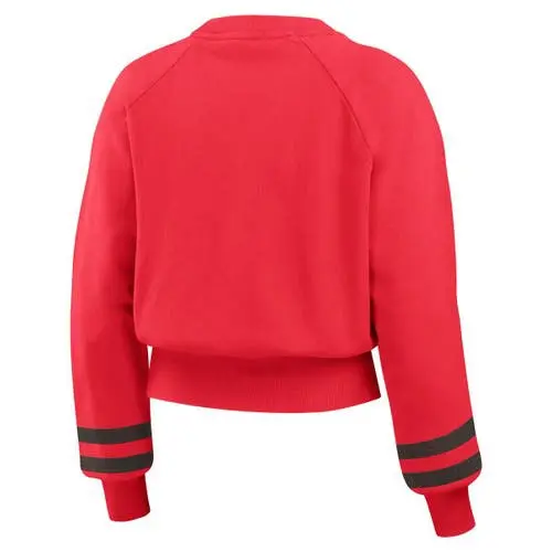 WEAR BY ERIN ANDREWS Cincinnati Reds Vintage Washed Cropped Pullover Sweatshirt - Red