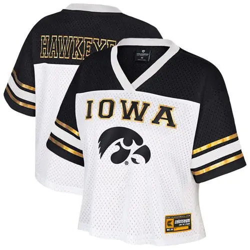 COLOSSEUM Iowa Hawkeyes Treasure Cropped Football Jersey - White