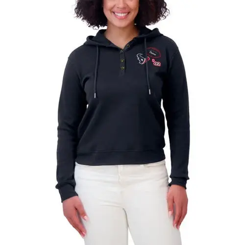 WEAR BY ERIN ANDREWS Houston Texans Waffle Hoodie Pullover Top - Navy