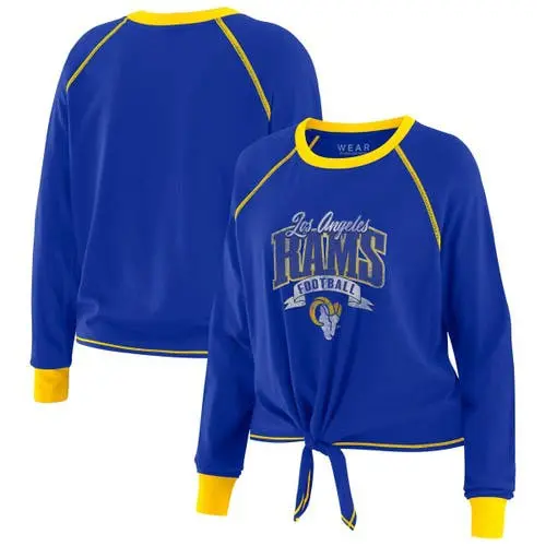 WEAR BY ERIN ANDREWS Gold Los Angeles Rams Tie-front Long Sleeve Top - Royal