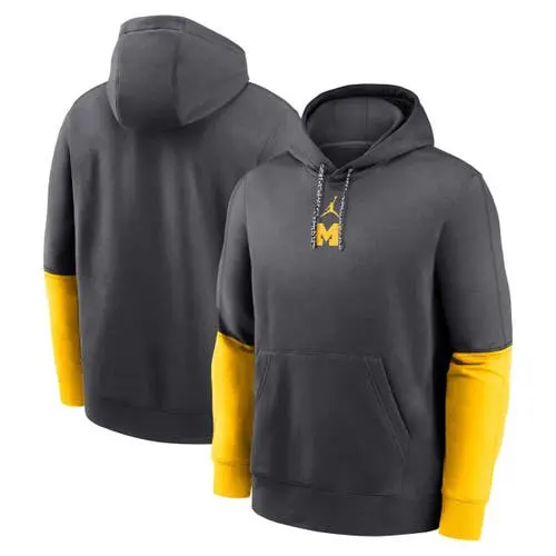 JORDAN BRAND Michigan Wolverines Sideline Club Pullover Hoodie - Anthracite