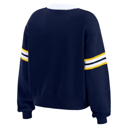 WEAR BY ERIN ANDREWS Michigan Wolverines Lace-up Pullover Sweater