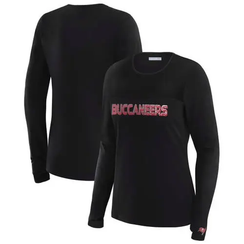 WEAR BY ERIN ANDREWS X Gracie Hunt Tampa Bay Buccaneers Mesh Panel Long Sleeve T-shirt - Black