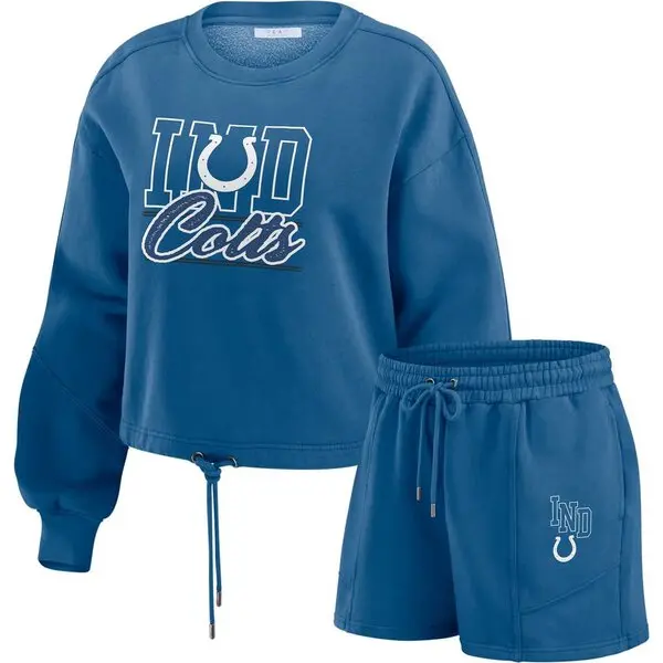 WEAR BY ERIN ANDREWS Indianapolis Colts Washed Fleece Lounge Set - Royal