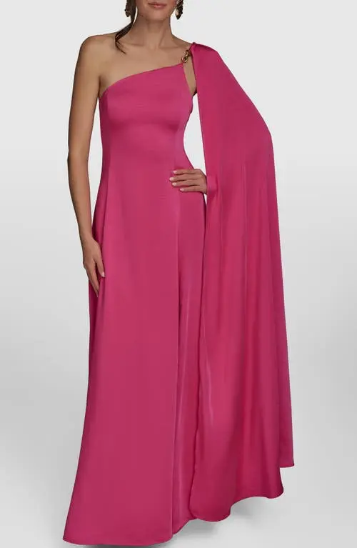 Donna Karan New York One-shoulder Cape Gown