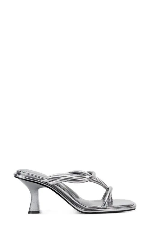 Dkny Rabun Metallic High Heel Flip Flops - Nickel