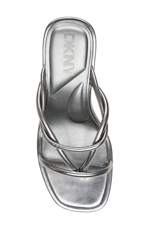 Dkny Rabun Metallic High Heel Flip Flops - Nickel