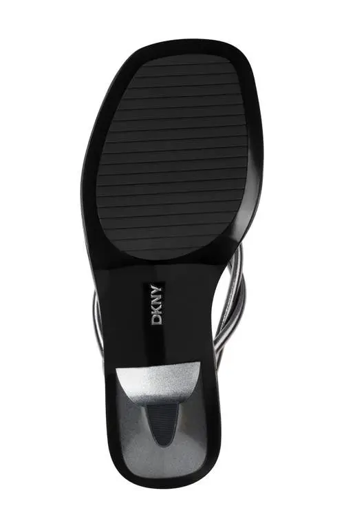 Dkny Rabun Metallic High Heel Flip Flops - Nickel