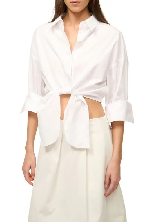 Staud Lisa Tie Front Shirt - White