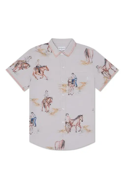 MAVRANS Horse Weekend Short Sleeve Button-up Shirt - Orange Multi