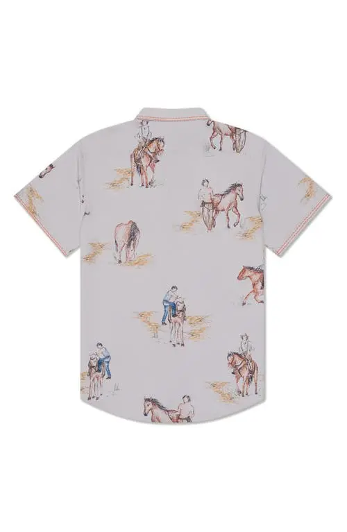 MAVRANS Horse Weekend Short Sleeve Button-up Shirt - Orange Multi