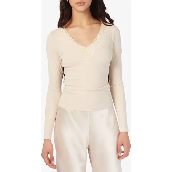 Cami Nyc Rooney Lace Trim Rib Top - Bone