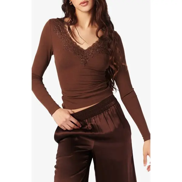 Cami Nyc Rooney Lace Trim Rib Top - Malt