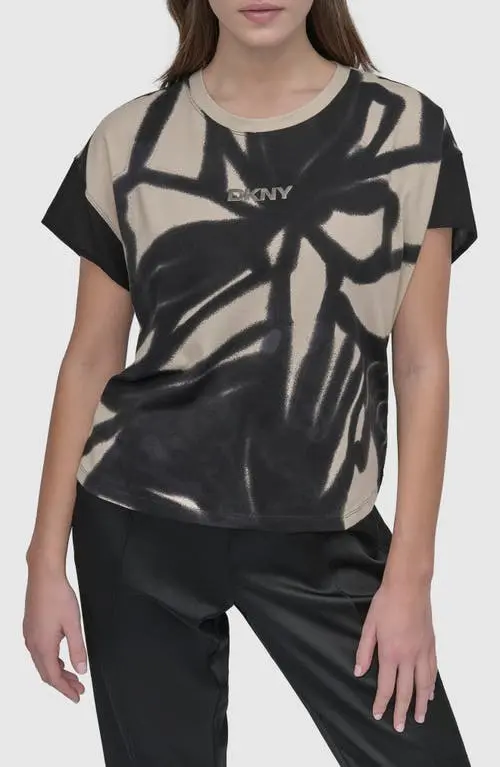 Dkny Print Cotton-blend Top - Floral Black