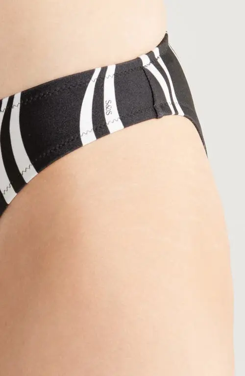 Solid & Striped Tati Bikini Bottoms - Wavy Stripe Noir