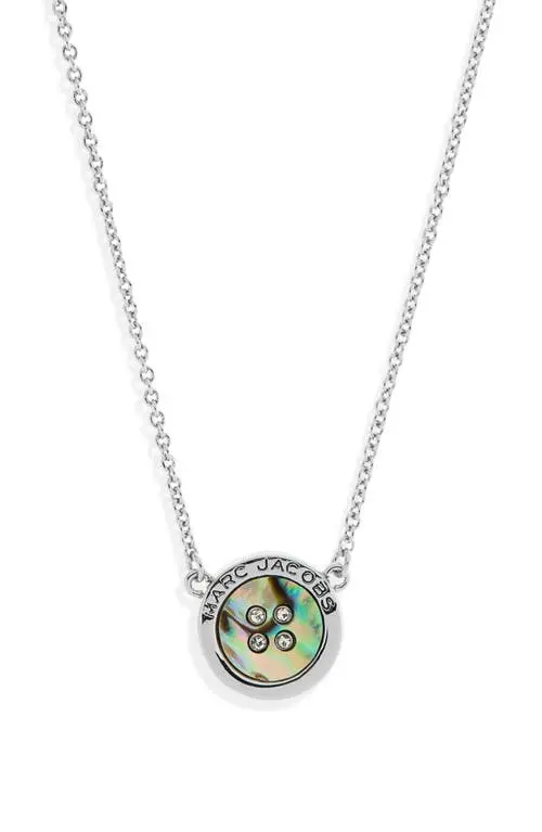 Marc Jacobs Button Crystal Embellished Pendant Necklace - Silver/abalone