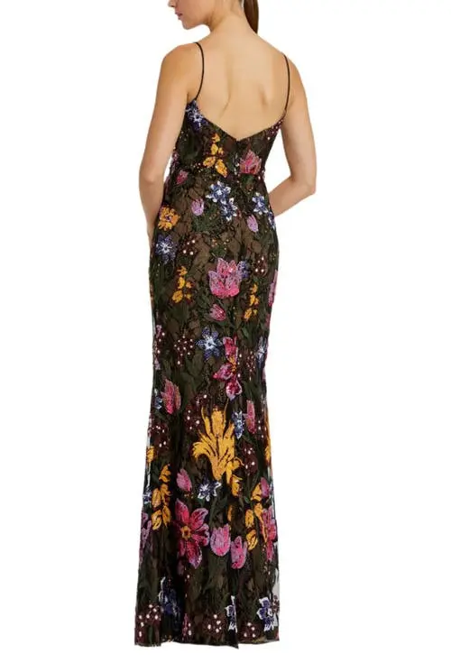 Mac Duggal Floral Embroidered Gown