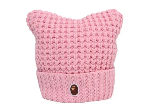 A BATHING APE Cat Ear Knit Cap - Pink
