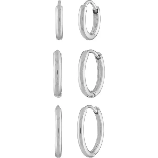 Ben Oni Set Of Three Huggie Hoop Earrings - Silver