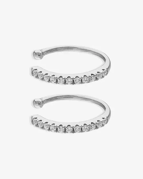 Ben Oni Set Of 2 Cubic Zirconia Ear Cuffs - Silver