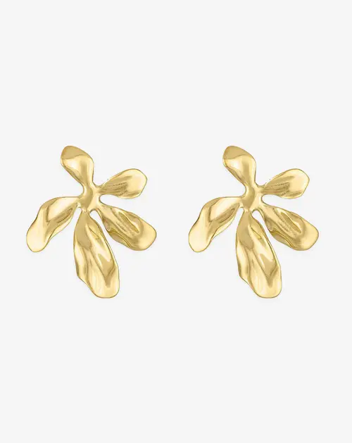 Ben Oni Polished Flower Petal Earrings - Gold