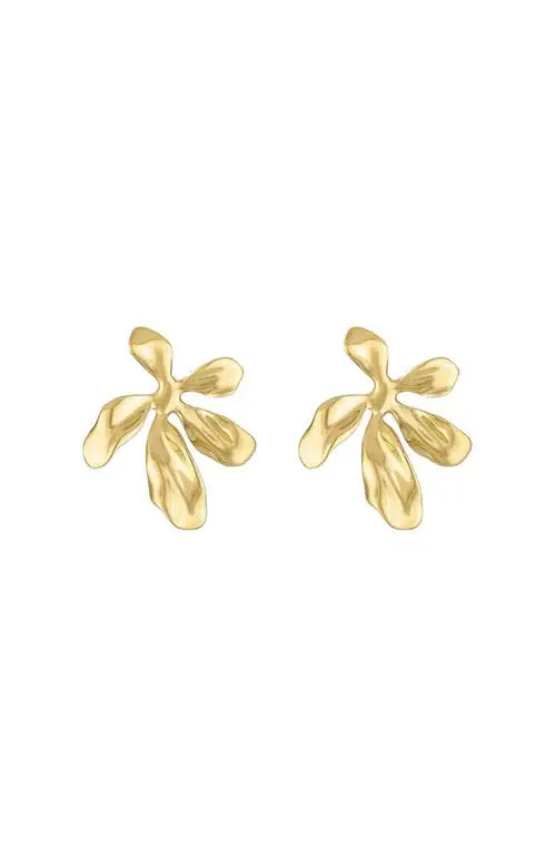 Ben Oni Polished Flower Petal Earrings - Gold