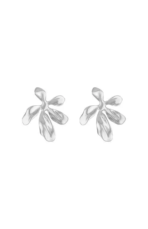 Ben Oni Polished Flower Petal Earrings - Silver