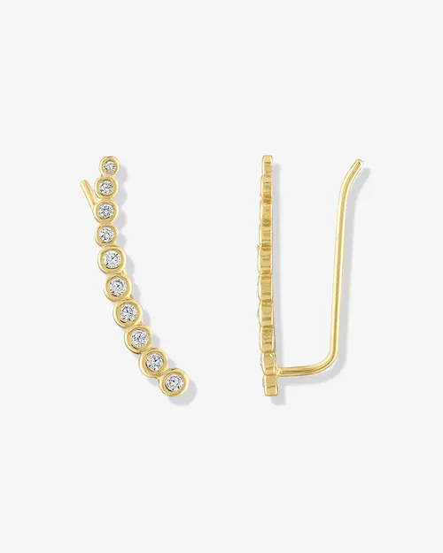 Ben Oni Bezel Cz Ear Climbers - Gold