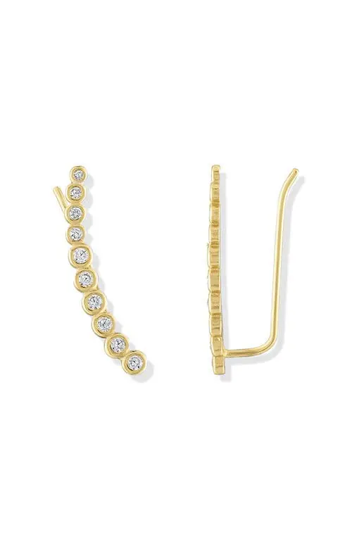 Ben Oni Bezel Cz Ear Climbers - Gold