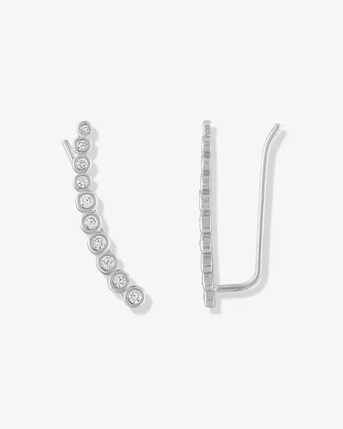 Ben Oni Bezel Cz Ear Climbers - Silver