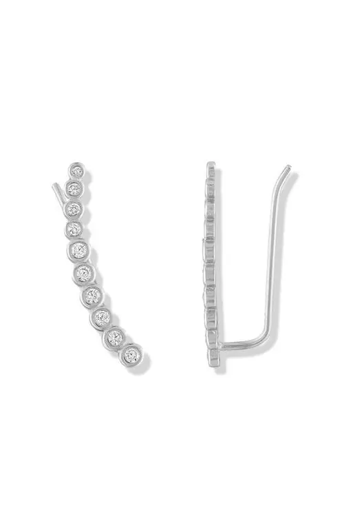 Ben Oni Bezel Cz Ear Climbers - Silver