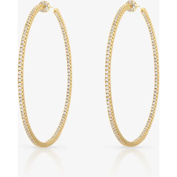 Ben Oni Thin Pave Inside Out Hoop Earrings - Gold