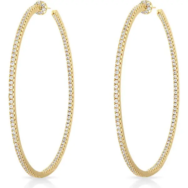 Ben Oni Thin Pave Inside Out Hoop Earrings - Gold