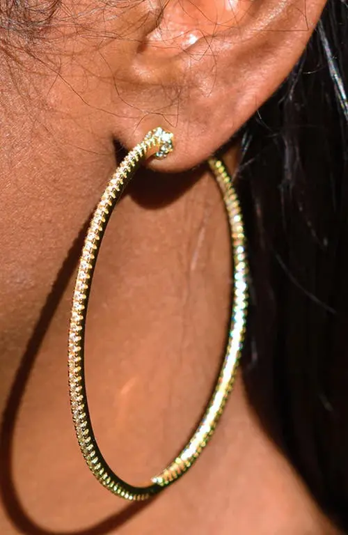 Ben Oni Thin Pave Inside Out Hoop Earrings