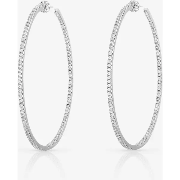 Ben Oni Thin Pave Inside Out Hoop Earrings - Silver