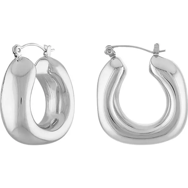 Ben Oni Square Tube Hoop Earrings - Silver