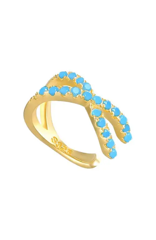 Ben Oni Pave X Ear Cuff - Gold / Turquoise