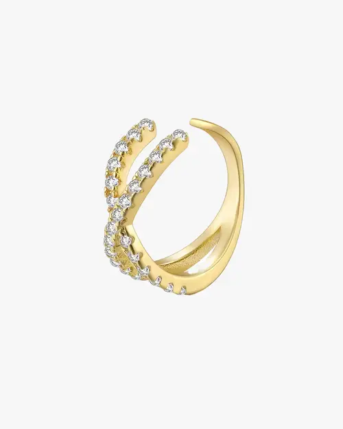 Ben Oni Pave X Ear Cuff - Gold