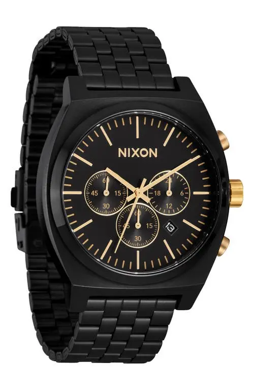 Nixon Time Teller Chronograph Bracelet Watch - Black / Black / Gold