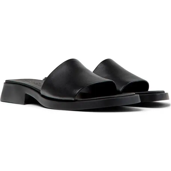 Camper Dana Leather Slide Sandal - Black