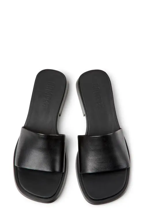 Camper Dana Leather Slide Sandal - Black