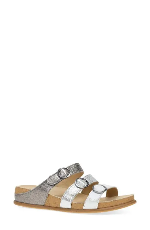 Dansko Campbell Platform Wedge Slide Sandal - Pewter Multi