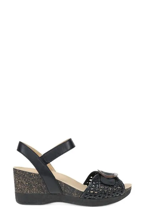 Dansko Stella Ankle Strap Platform Wedge Sandal - Black