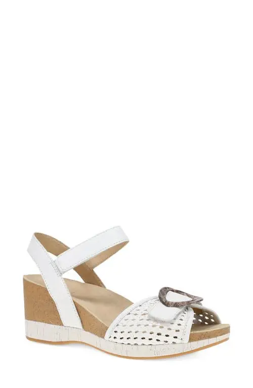 Dansko Stella Ankle Strap Platform Wedge Sandal - White