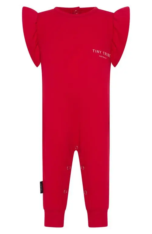 TINY TRIBE Core Ruffle Shoulder Cotton Jersey Romper